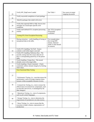 Data warehouse master test plan | DOC