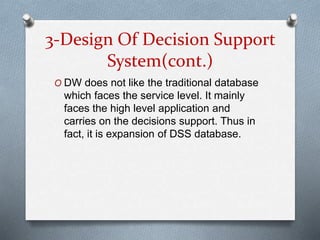Data warehouse and Decision support system | PPTX