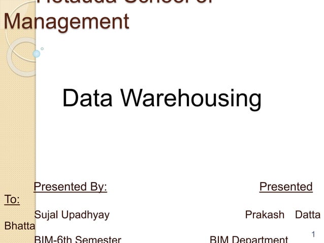 Data warehousing | PPT