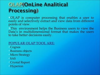 Datawarehouse | PPT | Databases | Computer Software and Applications