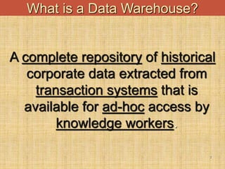 Intro to Data warehousing lecture 02 | PPT | Databases | Computer Software and Applications