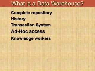 Intro to Data warehousing lecture 02 | PPT | Databases | Computer Software and Applications