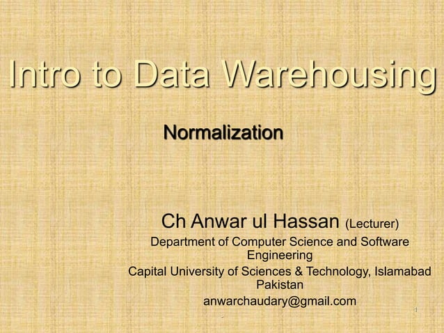 Intro to Data warehousing lecture 03 | PPT