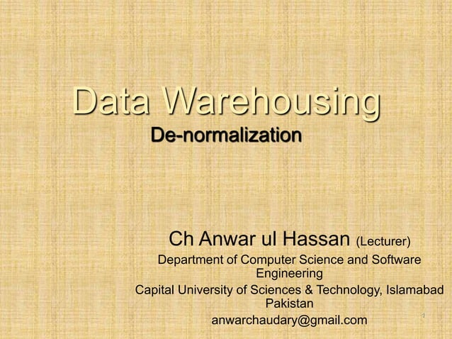 Intro to Data warehousing Lecture 04 | PPT