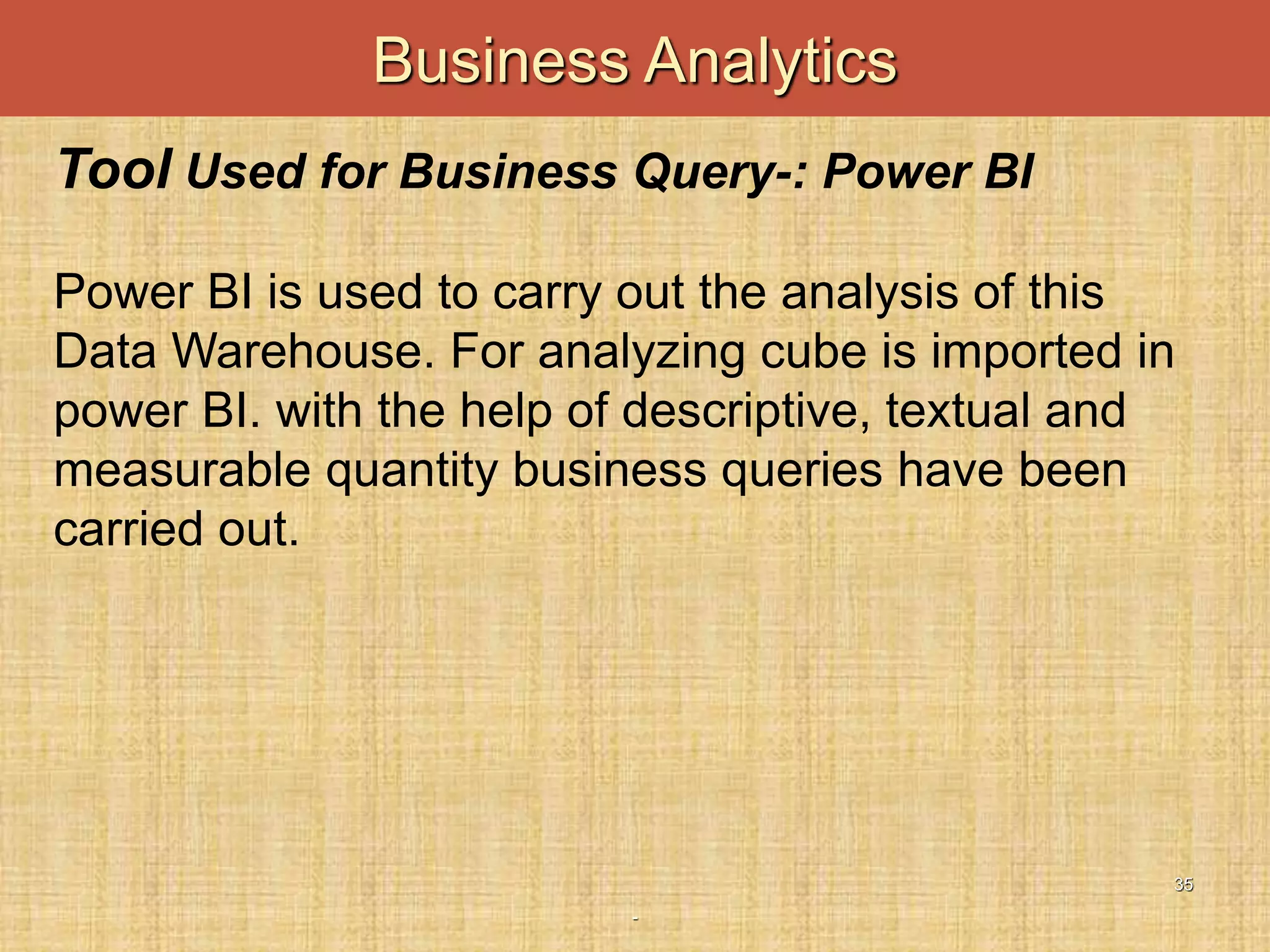 Intro to Data warehousing lecture 15 | PPT
