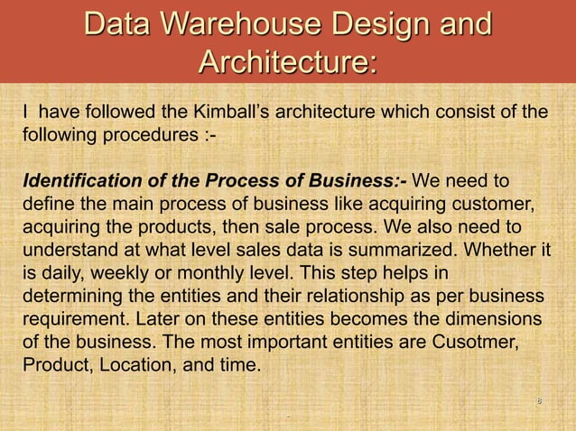 Intro to Data warehousing lecture 15 | PPT
