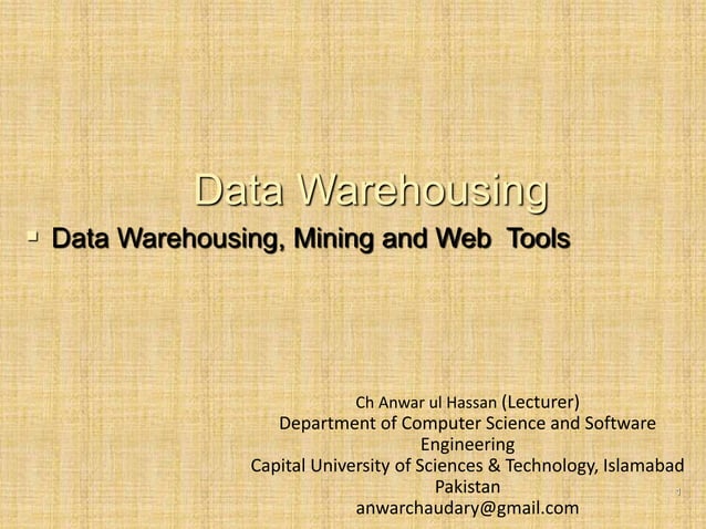 Intro to Data warehousing lecture 16 | PPTX | Databases | Computer Software and Applications