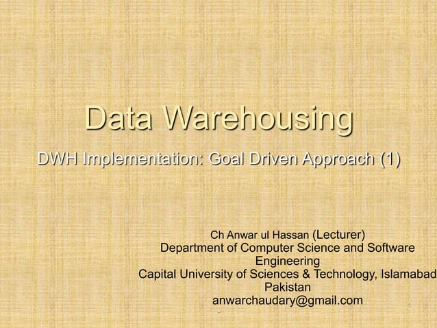Intro to Data warehousing lecture 20 | PPT | Databases | Computer Software and Applications