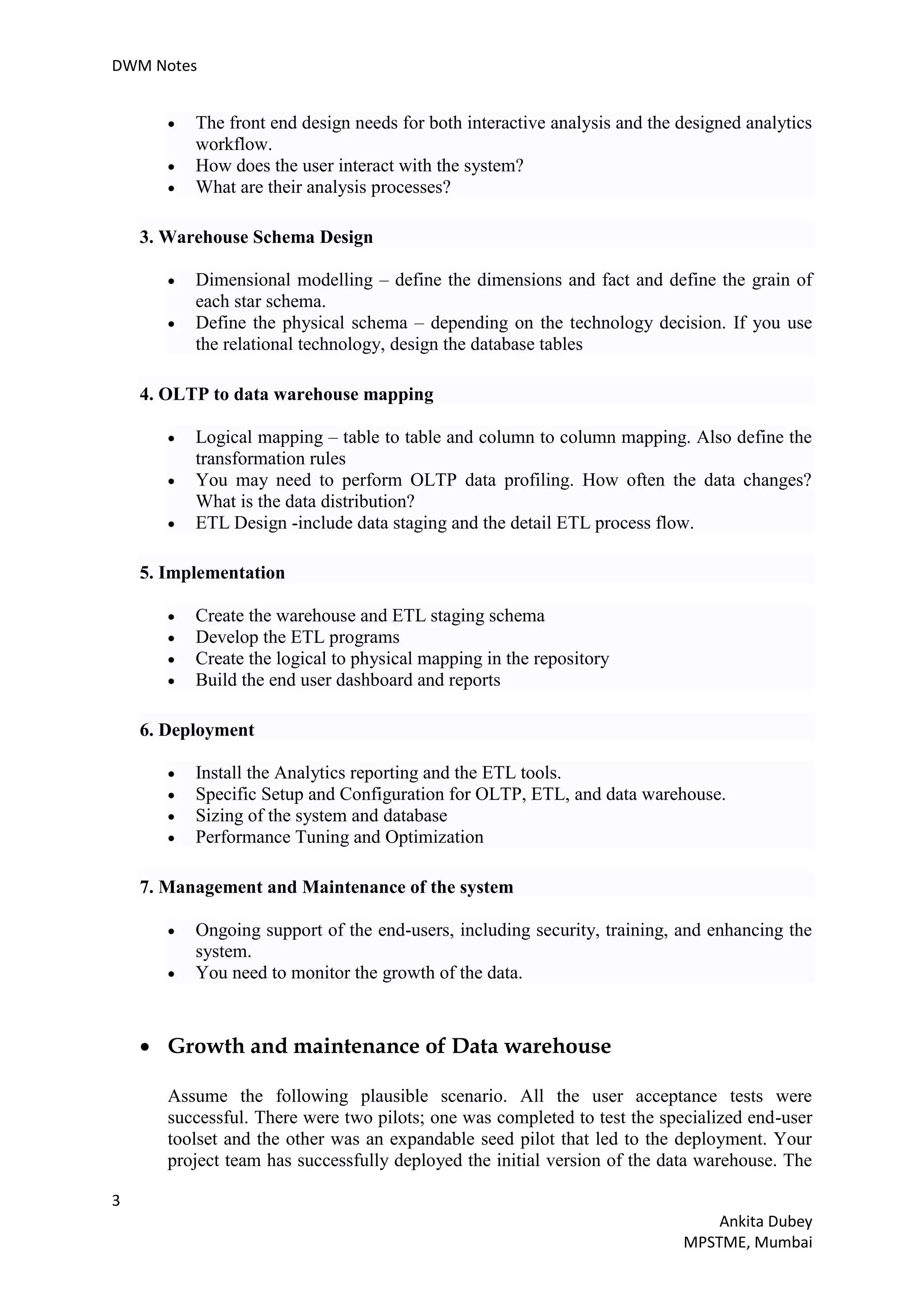 Data Warehouses & Deployment By Ankita dubey | PDF