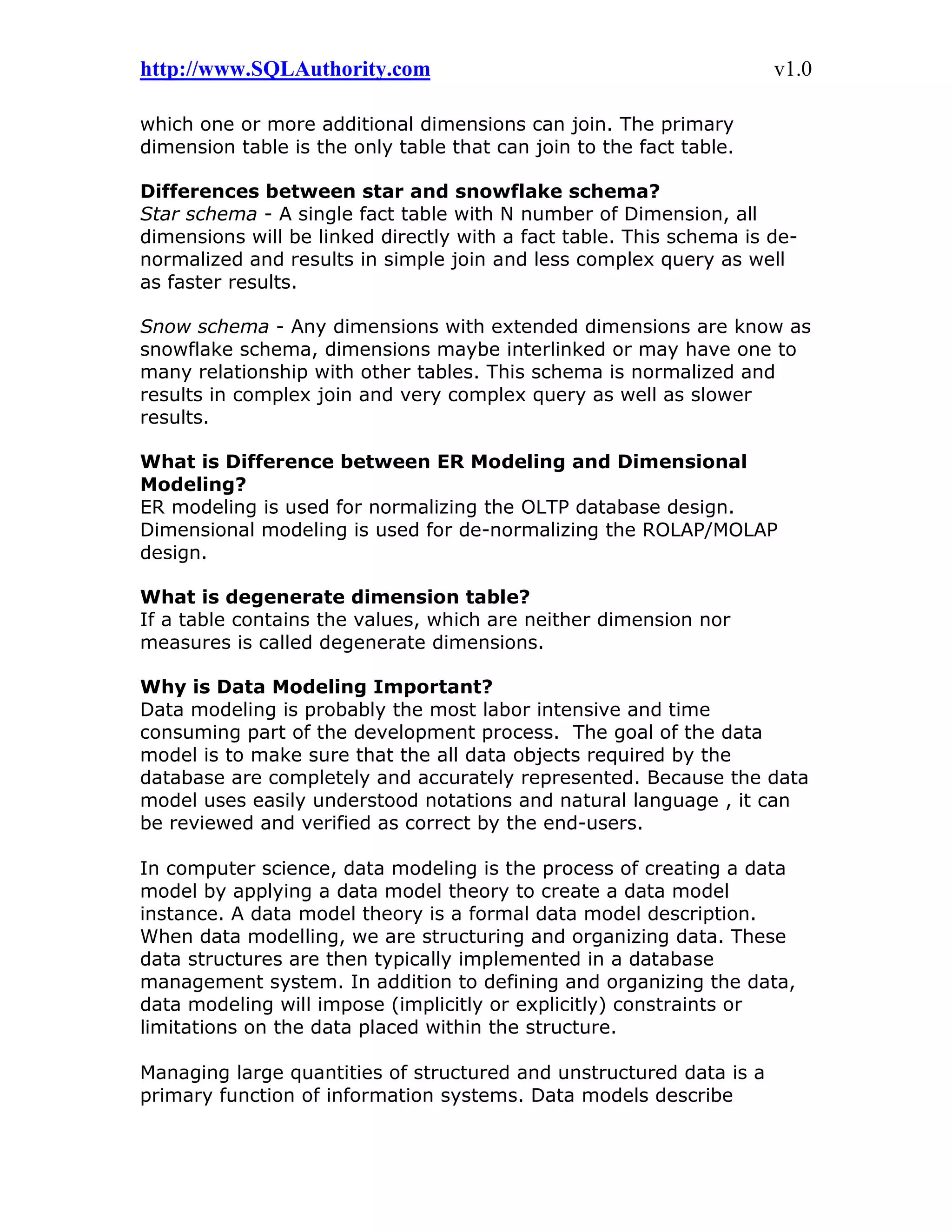 Data warehousing interview_questionsandanswers | PDF