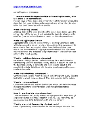 Data warehousing interview_questionsandanswers | PDF | Databases | Computer Software and ...