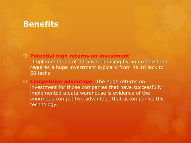 Data Warehousing ppt | PPTX | Databases | Computer Software and Applications