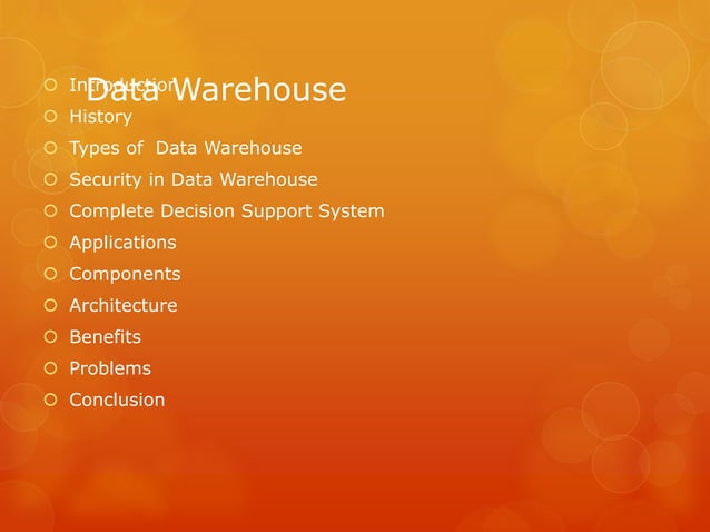 Data Warehousing ppt | PPTX | Databases | Computer Software and Applications