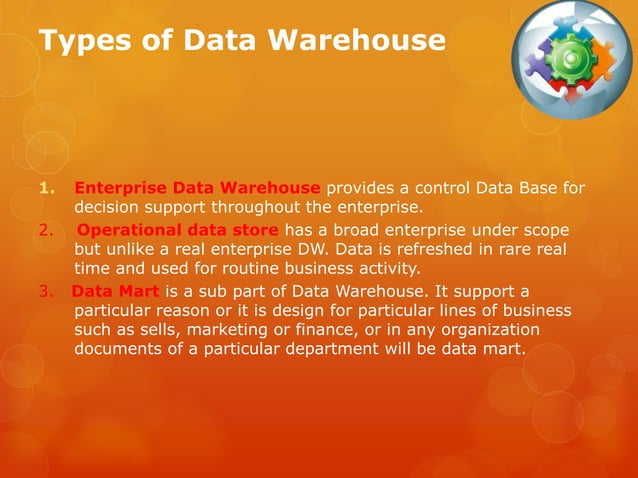 Data Warehousing ppt | PPTX | Databases | Computer Software and Applications
