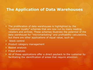 Data Warehousing ppt | PPTX | Databases | Computer Software and Applications