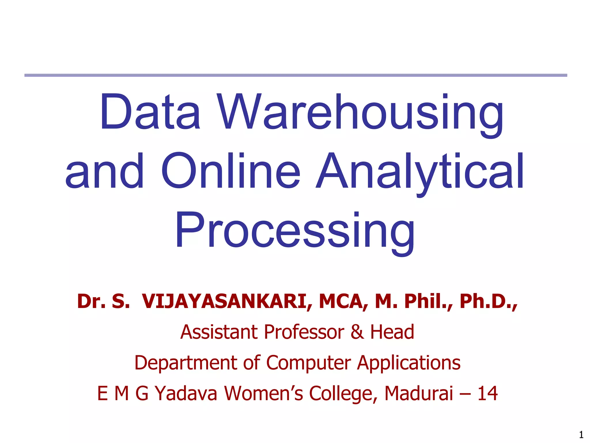 Data warehousing and online analytical processing | PPT