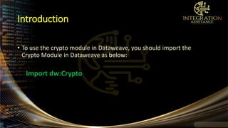 Dataweave Cryptography - Mulesoft | PPT