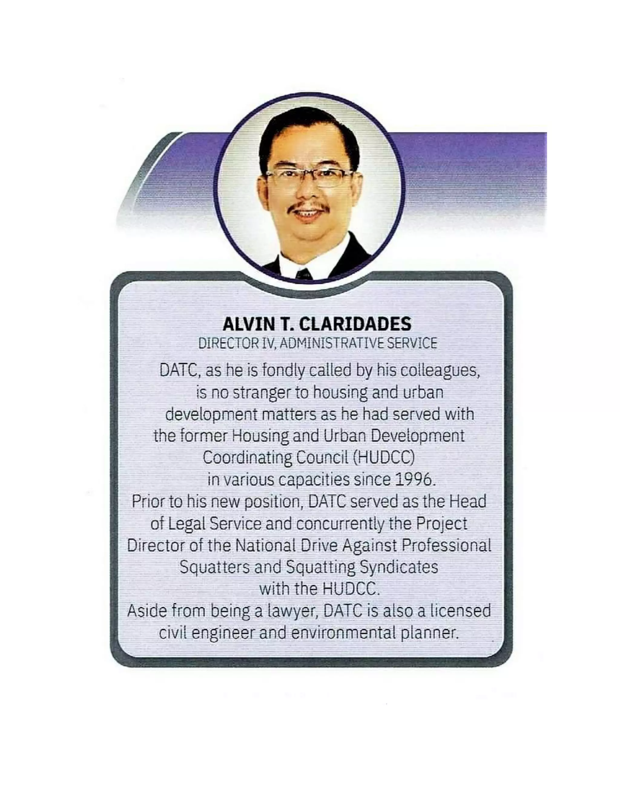 Director Alvin T. Claridades (DATC) of the Department of Human ...