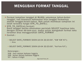 Date on MySql | PPTX
