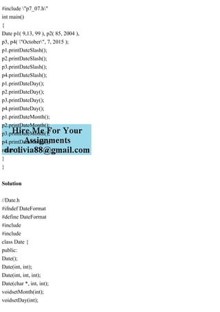 Date.h#ifndef DateFormat#define DateFormat#includetime.h.pdf | Programming Languages | Computing