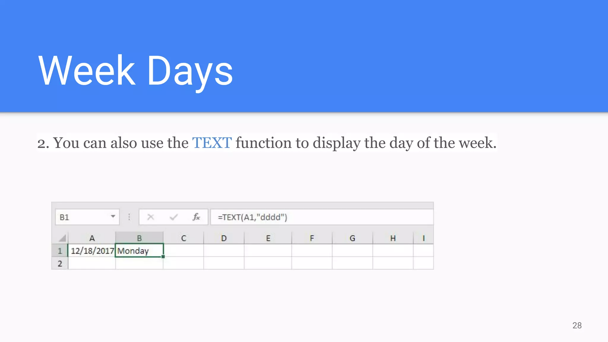 Spreadsheet Date And Time Functions Ppt