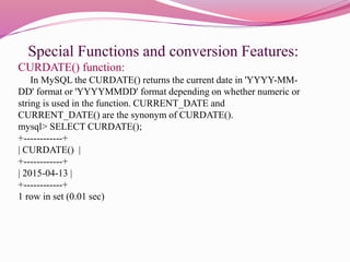 Date and time functions in mysql | PPTX