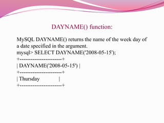 Date and time functions in mysql | PPTX