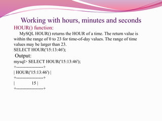 Date and time functions in mysql | PPTX
