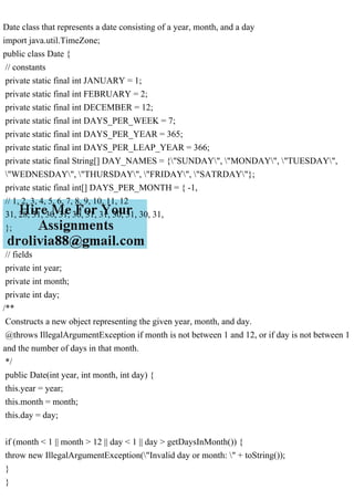 Date class that represents a date consisting of a year, month, and a.pdf