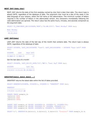 Oracle Date Functions | PDF