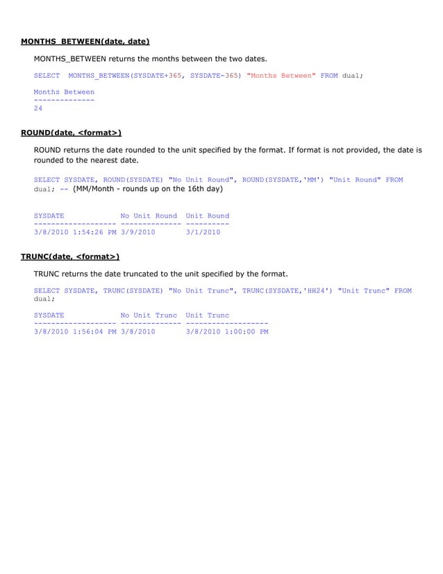 Oracle Date Functions | PDF