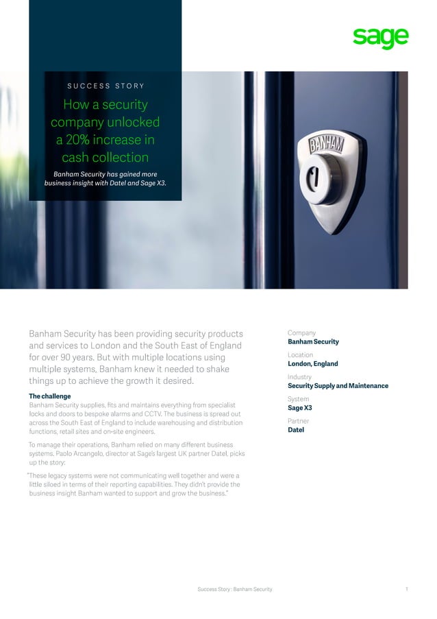 Banham Security - Connecting Sage X3 to Sage CRM | PDF