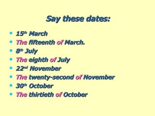 Dates and-ordinals | PPT