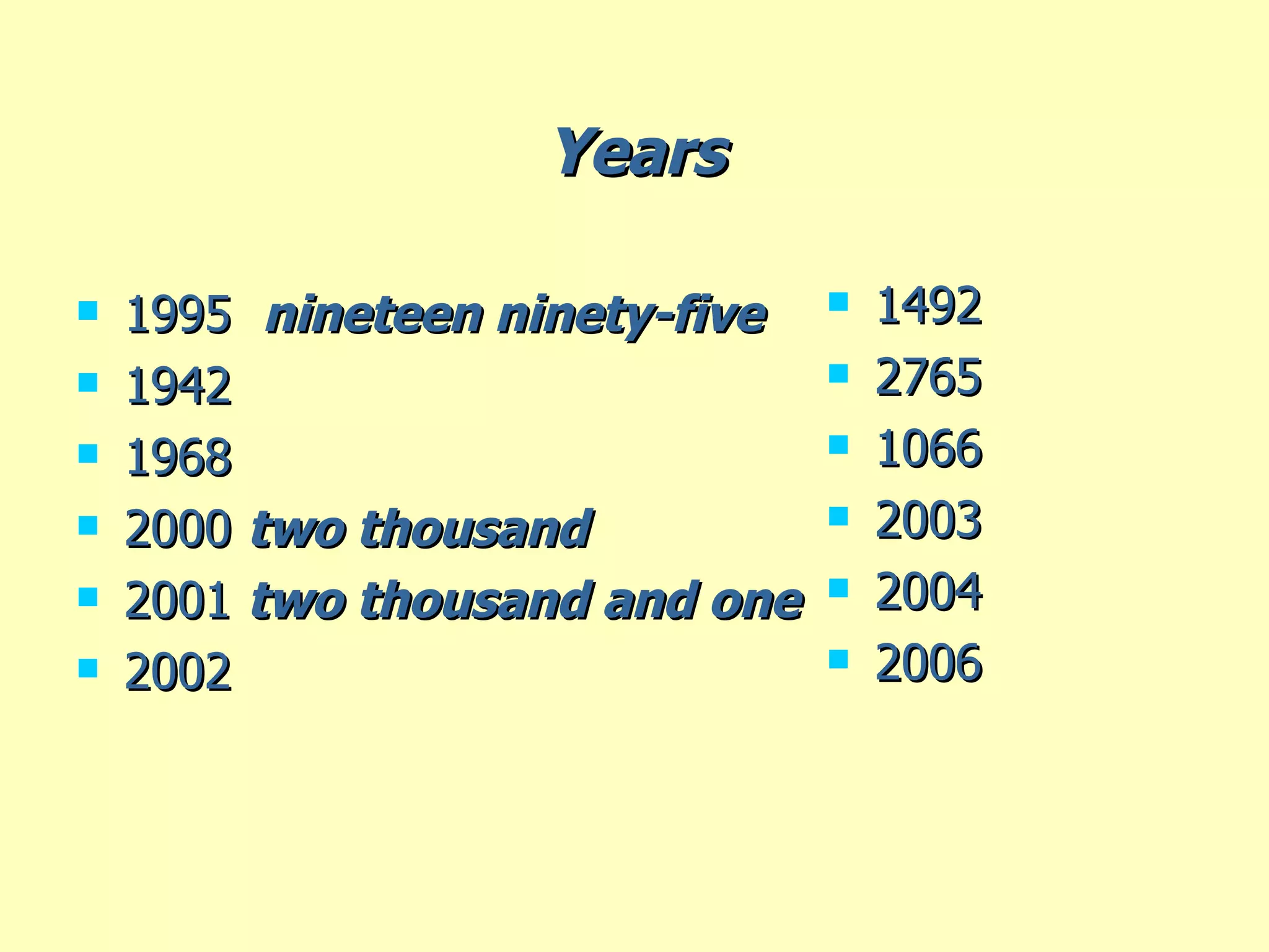 Ordinal Numbers and Dates | PPT