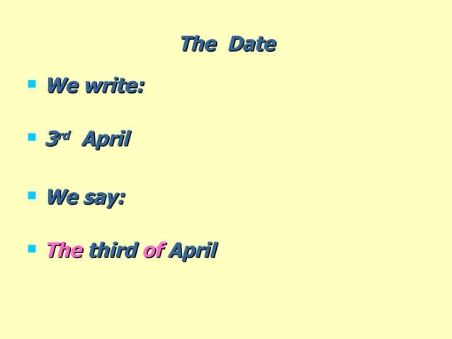 Ordinal Numbers and Dates | PPT