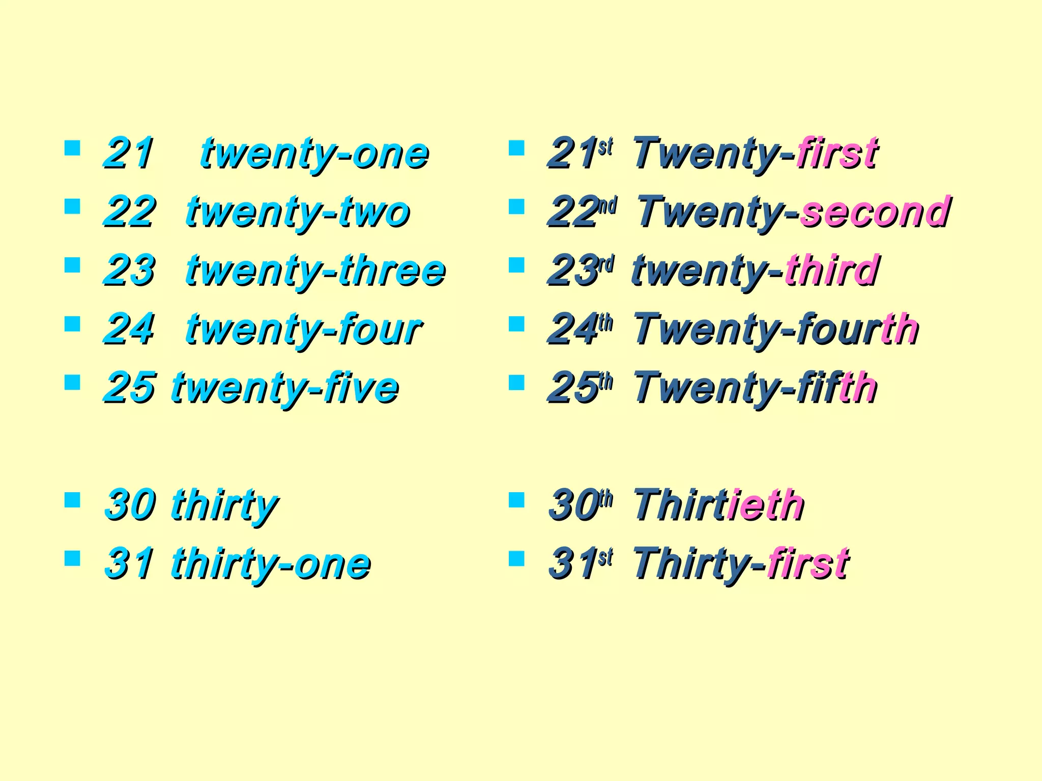 Dates and ordinal numbers | PPT