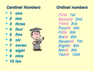 Dates and ordinal numbers | PPT