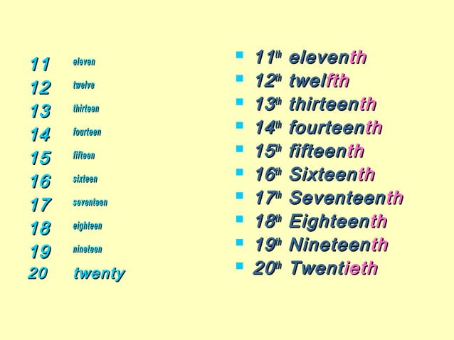Dates and ordinal numbers | PPT