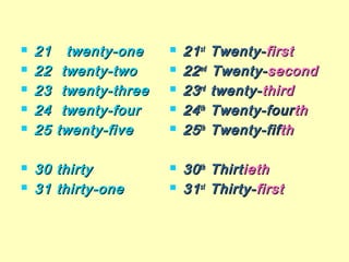 Dates and ordinal numbers | PPT