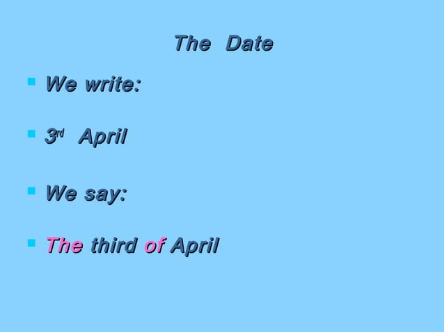 Dates and ordinal numbers | PPT