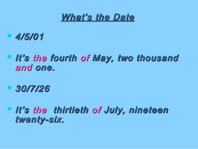 Dates and ordinal numbers