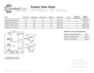 SunMaxx Datasheet Submittal - StorMaxx Solar Hot Water Tanks | PDF