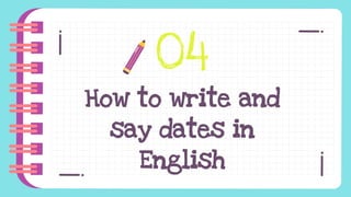 Dates & Numbers- Learn Cardinal Ordinal Numbers/Days of the Week/Months ...
