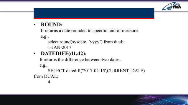 Date time function in Database | PPTX