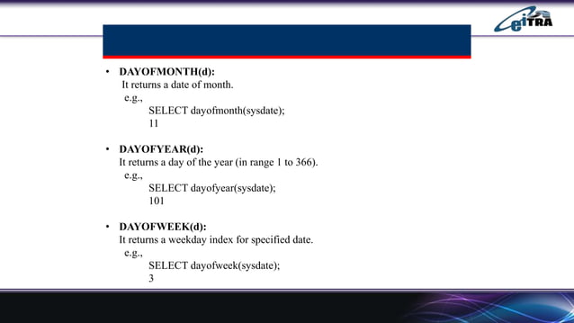 Date Time Function In Database Pptx