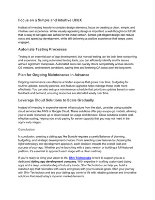 What Does It Take to Build a Bumble-Like App? A Cost Overview | PDF