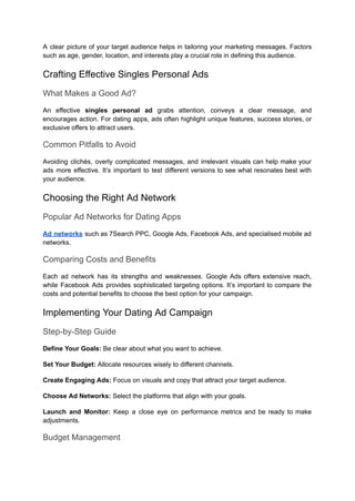 Dating App Marketing | Dating Ad Campaign | Ad network | PDF