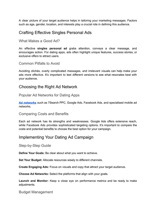 Dating App Marketing | Dating Ad Campaign | Ad network | PDF