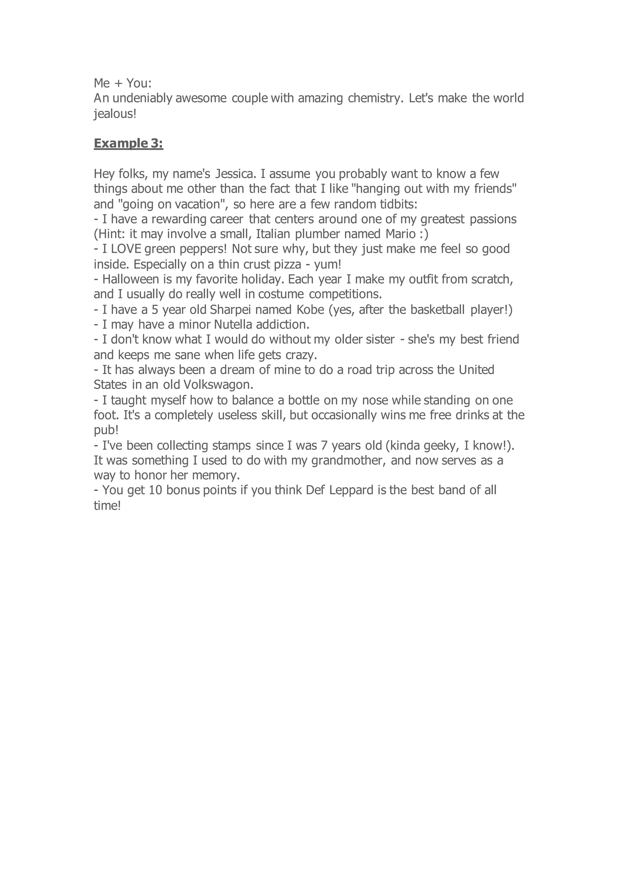 Dating profile examples | DOCX