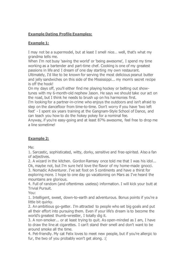 Dating profile examples | PDF